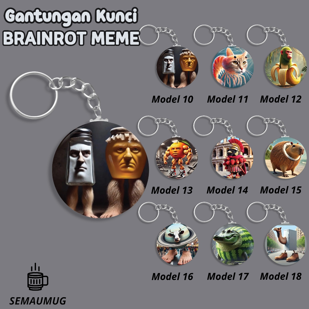 Jual GANTUNGAN KUNCI BRAINROT MEME KADO GANCI BULAT MEME LUCU PRINT ...