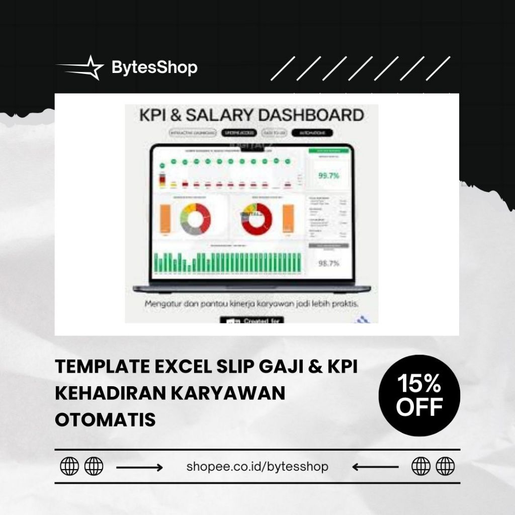 Jual Template Excel Slip Gaji & KPI Kehadiran Karyawan Otomatis Fingerprint perhitungan pph 21 ...