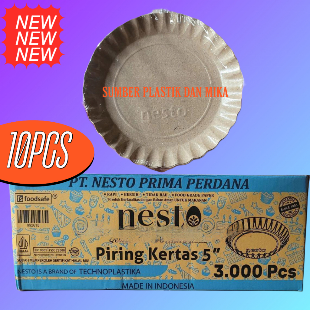 Jual [ 1DUS 3000PCS ] NESTO Paper Plate Oval Piring Kertas Kue Ulang ...