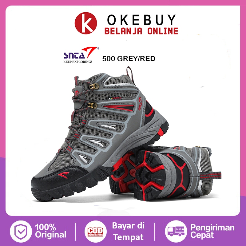 Jual Sepatu Gunung Sepatu Hiking Outdoor Olahraga SNTA 500 Grey Red ...