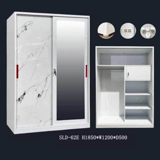 Jual [BISA COD] Lemari Pakaian Plat Besi 2 Pintu Sliding / Lemari Besi ...