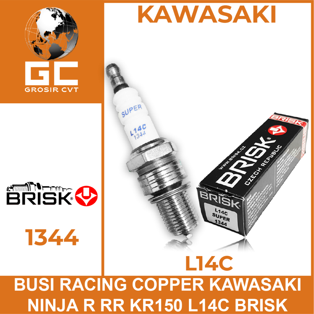 Jual Brisk Busi Motor Racing Kawasaki Ninja R RR KR 150 L14C Copper ...