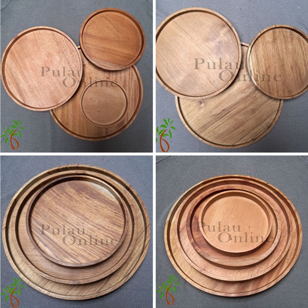 Jual L - Pulau Online Piring Coaster Kayu wood plate - Piring Kayu ...