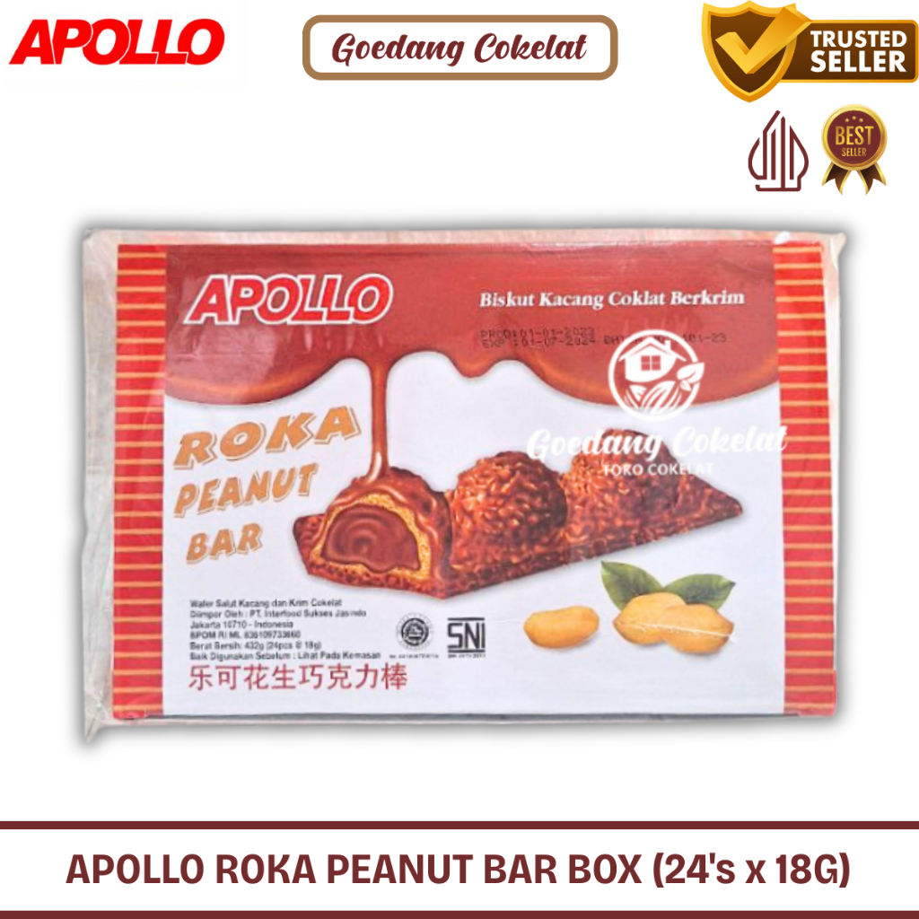 Jual Apollo Roka Peanut Bar Wafer Salut Kacang dan Cokelat Kemasan 1 ...