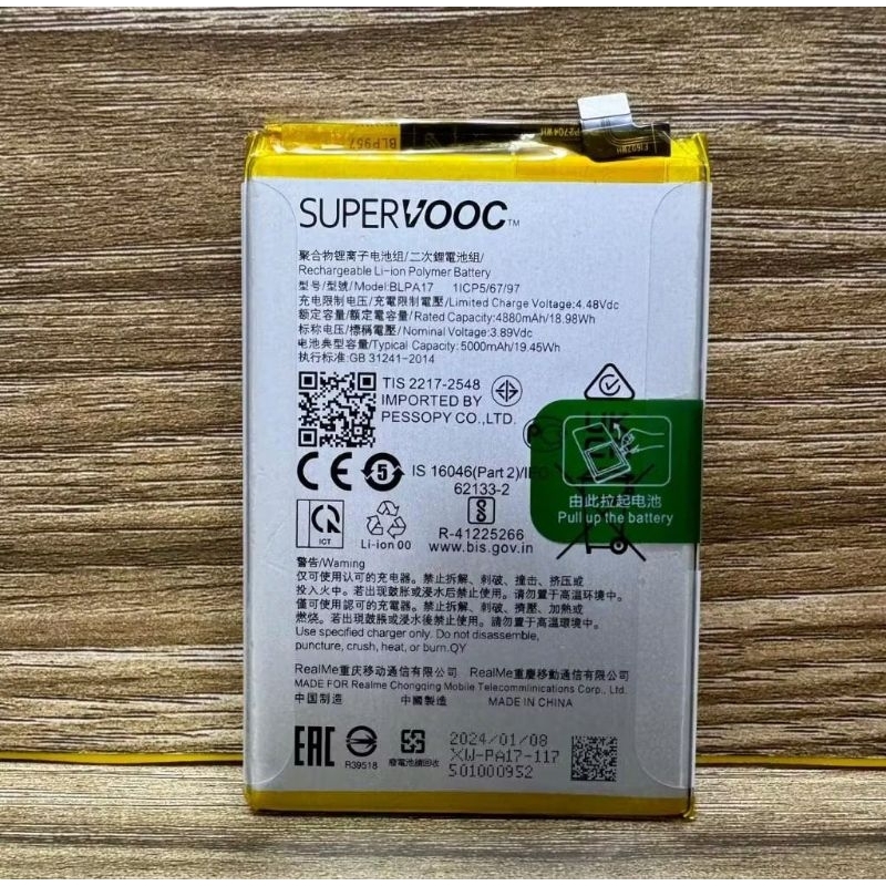 Jual Batre Baterai Realme 12 5G RMX3999 ORIGINAL 100% Model Batrei ...