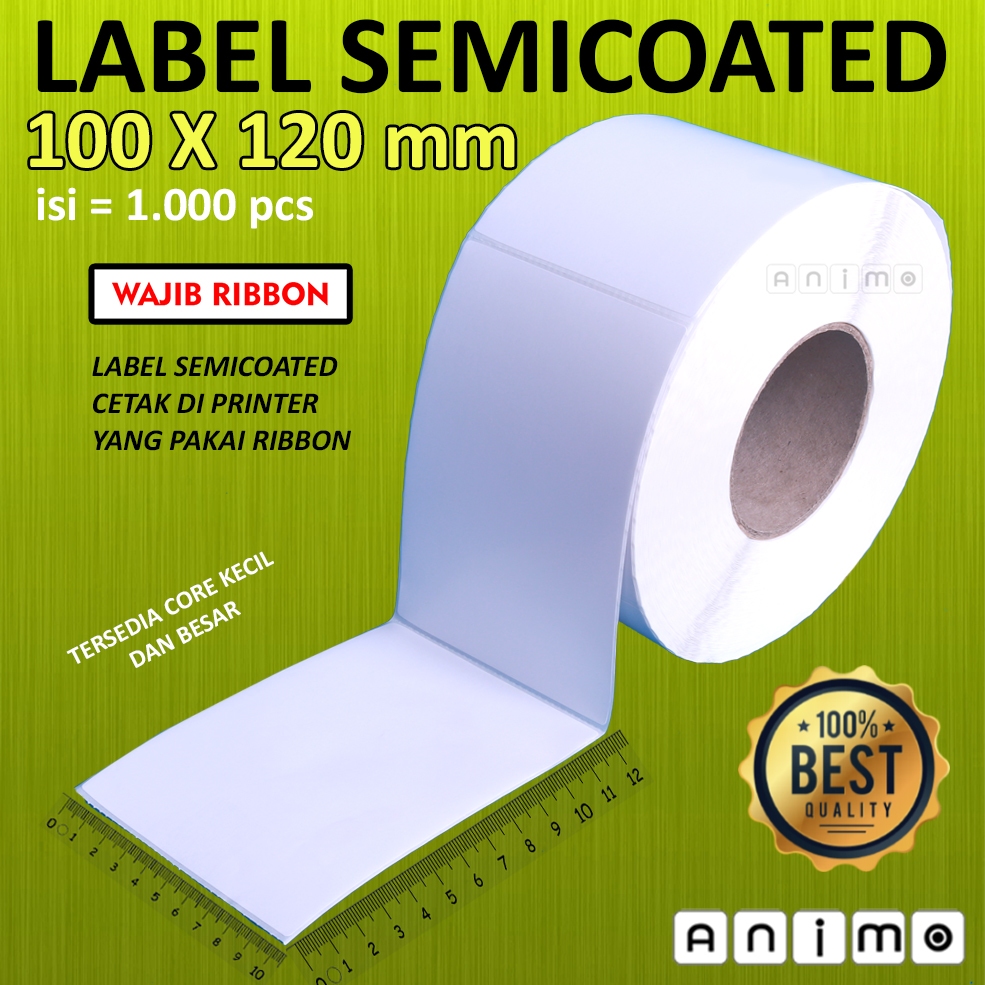 Jual LABEL SEMICOATED 100 x 120 = 1000 PCS - LABEL BARCODE Semicoated ...