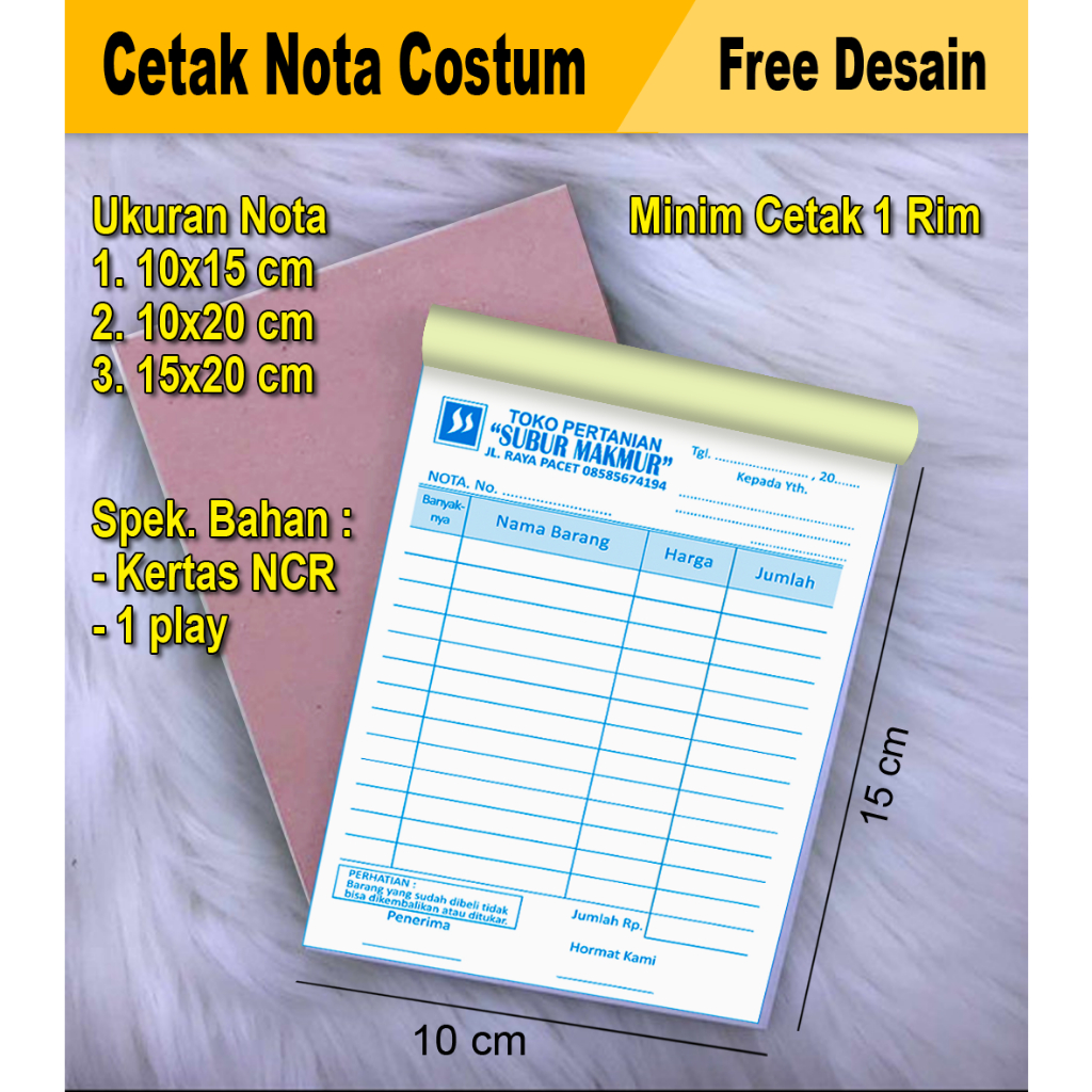 Jual CETAK NOTA CUSTOM FREE DESAIN | Shopee Indonesia