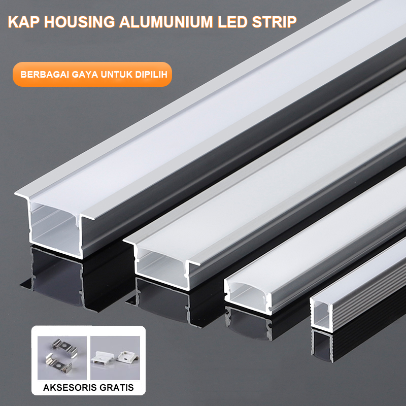 Jual Cover Lampu Aluminium Led Strip 1m / 100 cm 3m / 300 cm Tapeguard ...