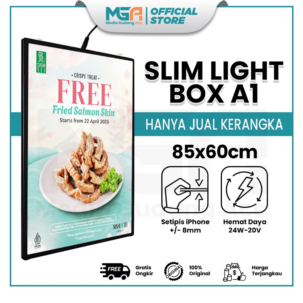 Jual SLIM LIGHT BOX A1 LED FRAME ADVERTISING PORTABLE - LED MENU POSTER A1 | Shopee Indonesia
