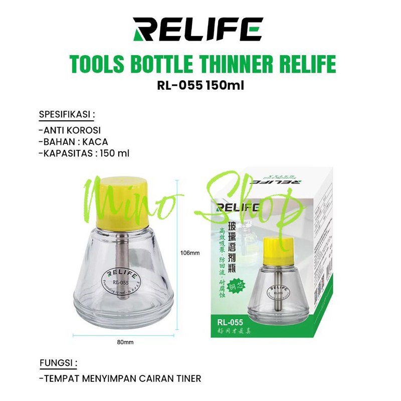 Jual BOTOL TEMPAT CAIRAN TINER KACA - BOTTLE THINNER GLASS RELIFE RL-055 150ML | Shopee Indonesia