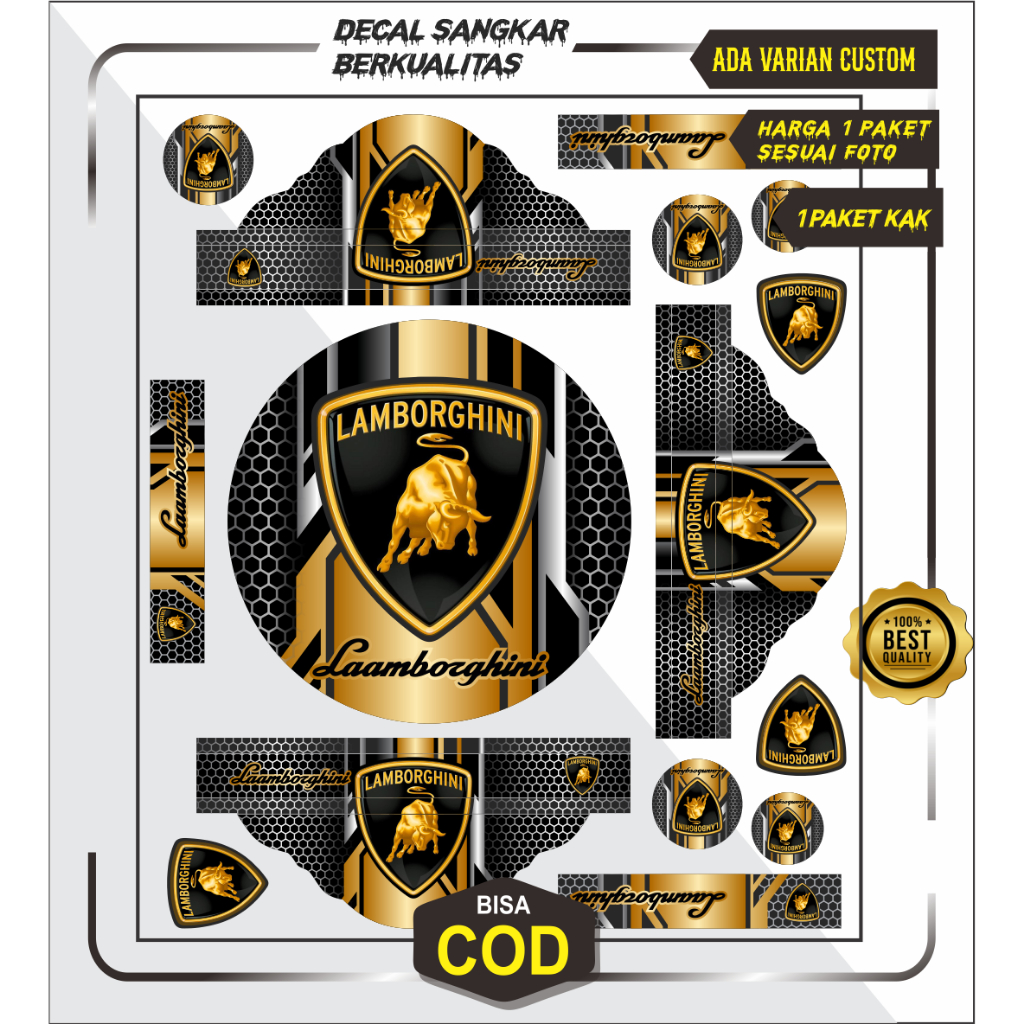 Jual Stiker decal Sangkar Burung Lovebird motif lamborghini / sonic ...