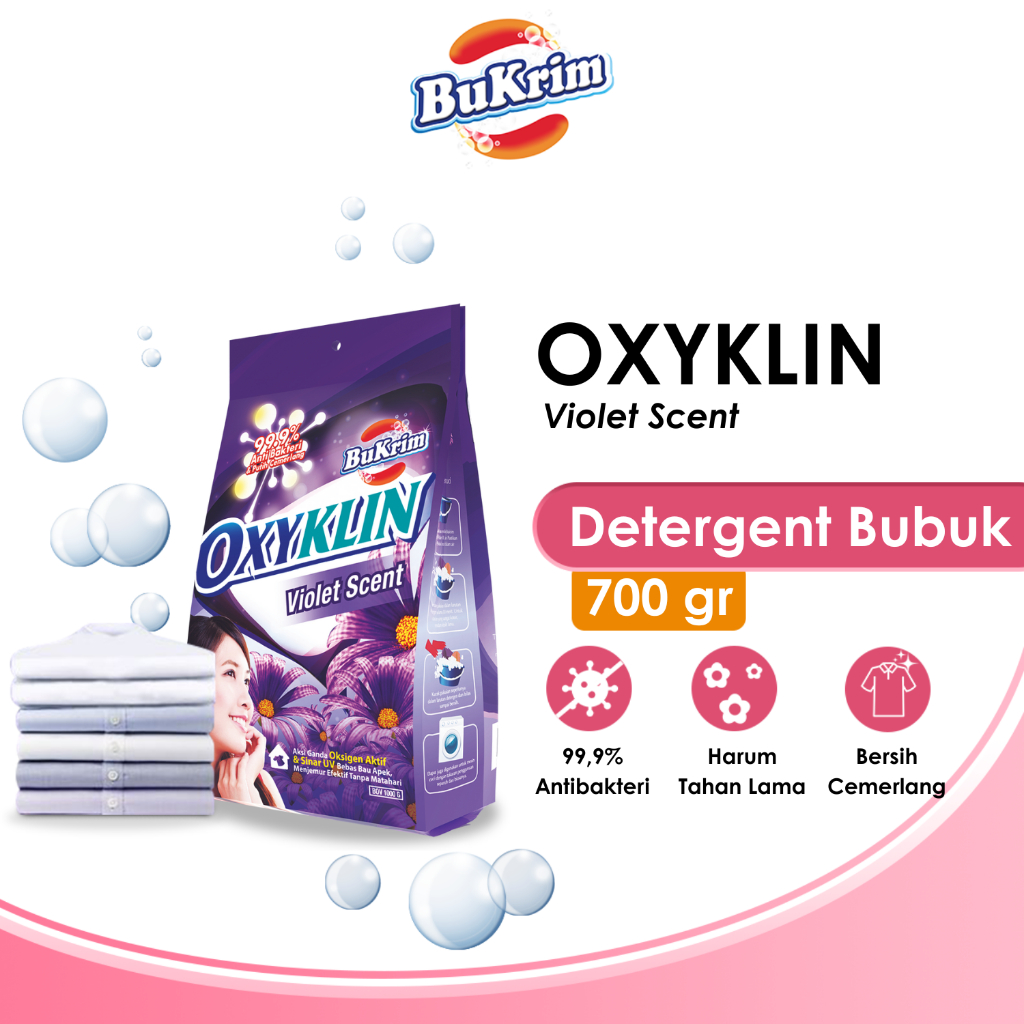 Jual Sabun Detergent Bubuk BuKrim Oxyklin Violet 700gr (Tanpa Piring ...