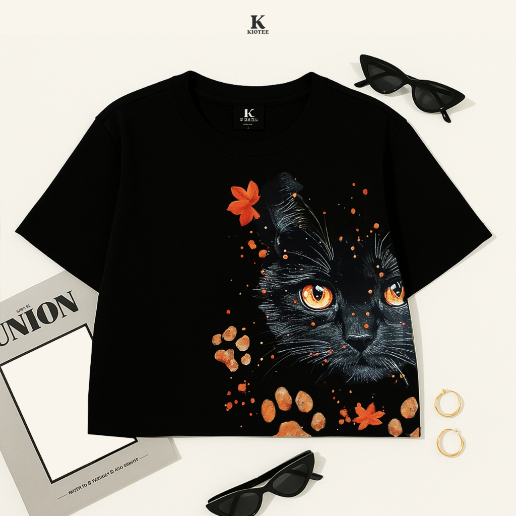 Jual Kioteeshop | Kaos Croptop Kucing Cat Daun | Shopee Indonesia