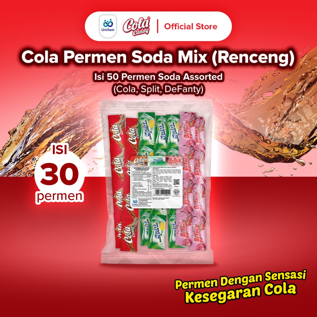 Jual Cola Split De Fanty Permen Soda Renceng - Soda Candy 1 Bag (Isi ...