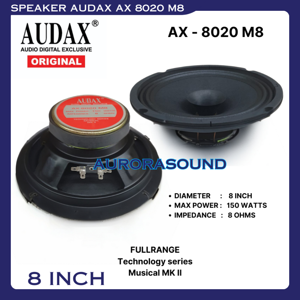 Jual SPEAKER AUDAX AX 8020 M8 ORIGINAL 150 WATT SPEAKER FULL RANGE AX8020 AUDAX INDONESIA ...