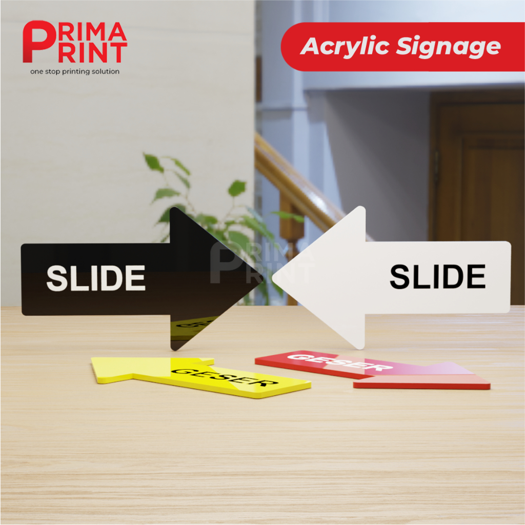 Jual Acrylic Signage SLIDE 1 SET / Tanda Panah GESER Pintu Toko ...