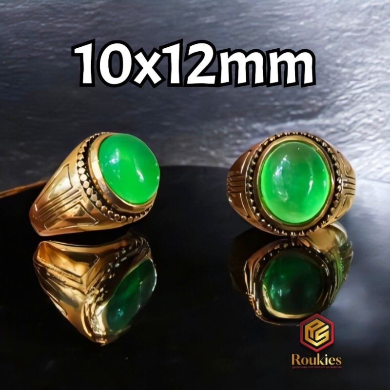 Jual Cincin Batu Natural Giok Birma Ukuran 10x12mm Ring Titanium ...