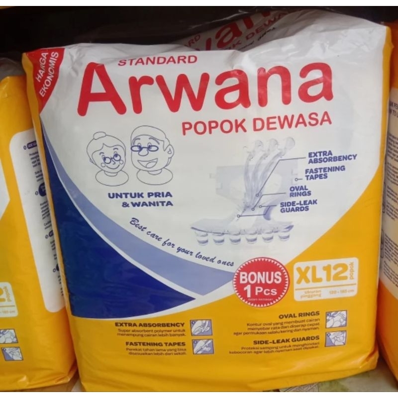 Jual Popok Dewasa Arwana perekat isi 12 Ukuran XL | Shopee Indonesia