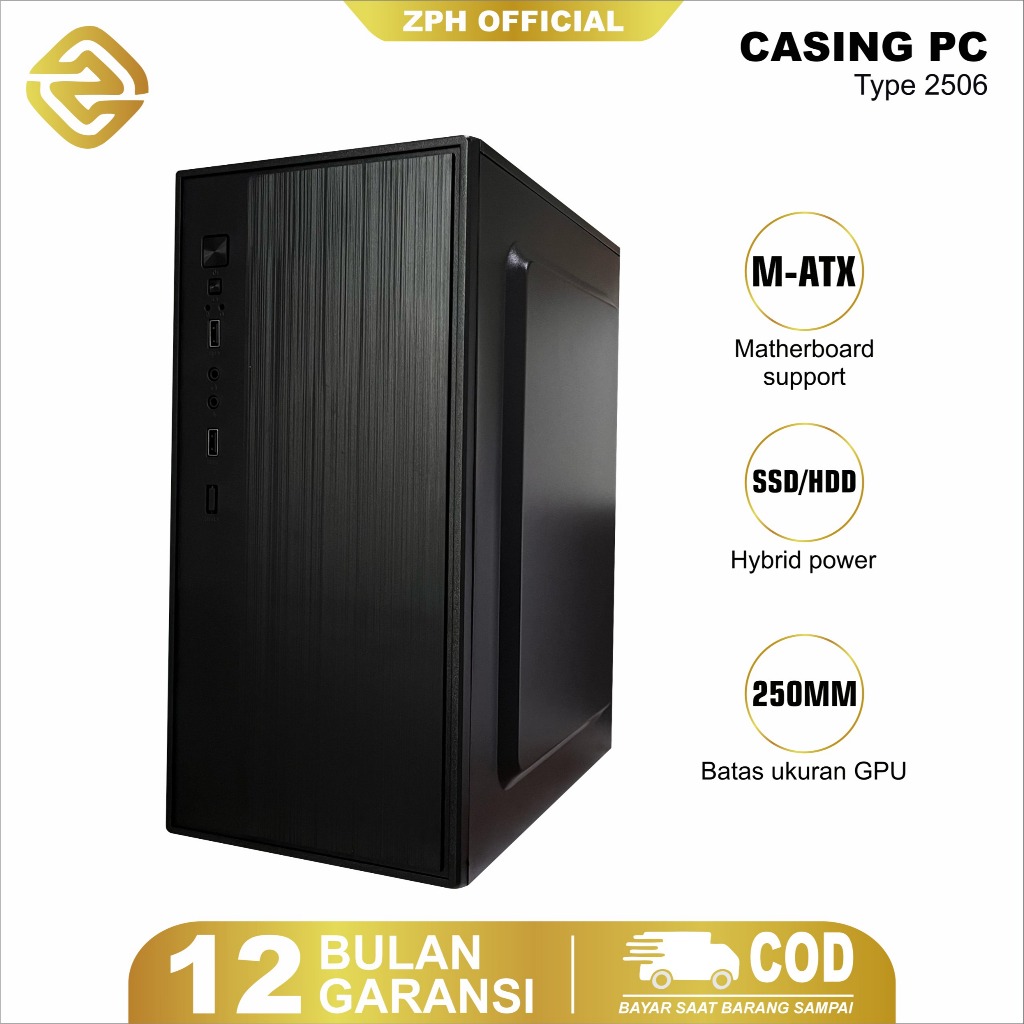 Jual Zph Casing PC 2506 M-ATX – Tower Case Gaming Matte Black, Desain ...