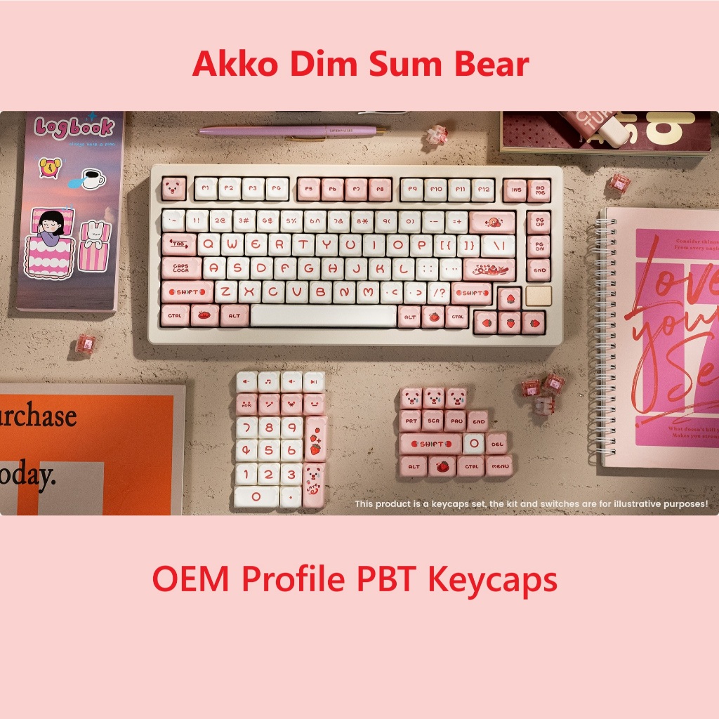Jual Akko Dim Sum Bear Keycaps Mechanical Keyboard - OEM Profile - PBT ...