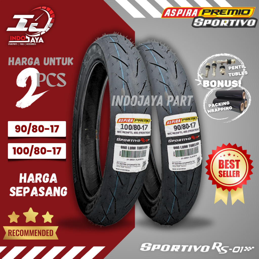 Jual [PAKET SEPASANG] BAN ASPIRA PREMIO SPORTIVO RS01 RING 17 TUBELESS SOFT COMPOUND ( 90/80-17 ...