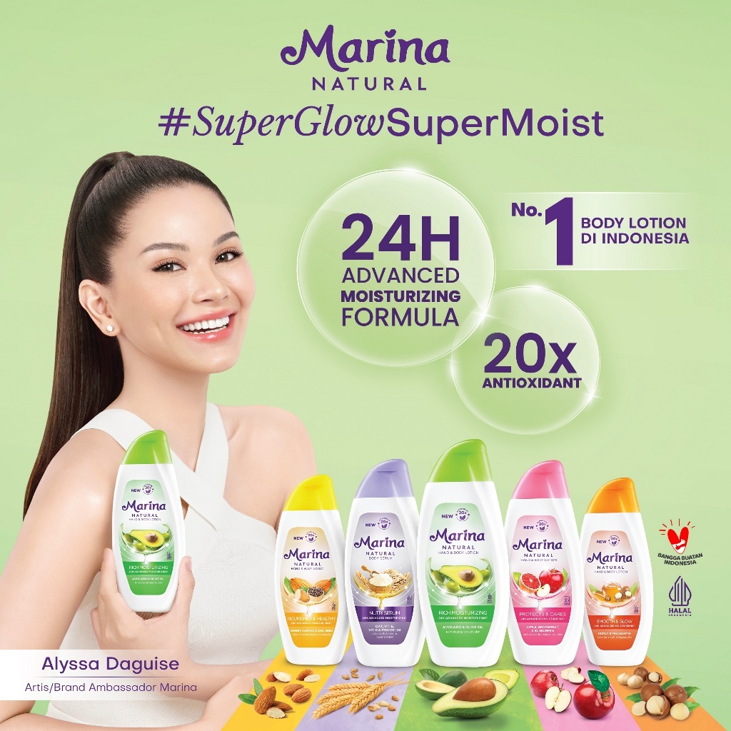 Jual Marina Natural Hand and Body Lotion - Rich Moisturizing Protects & Cares smooth & glow ...