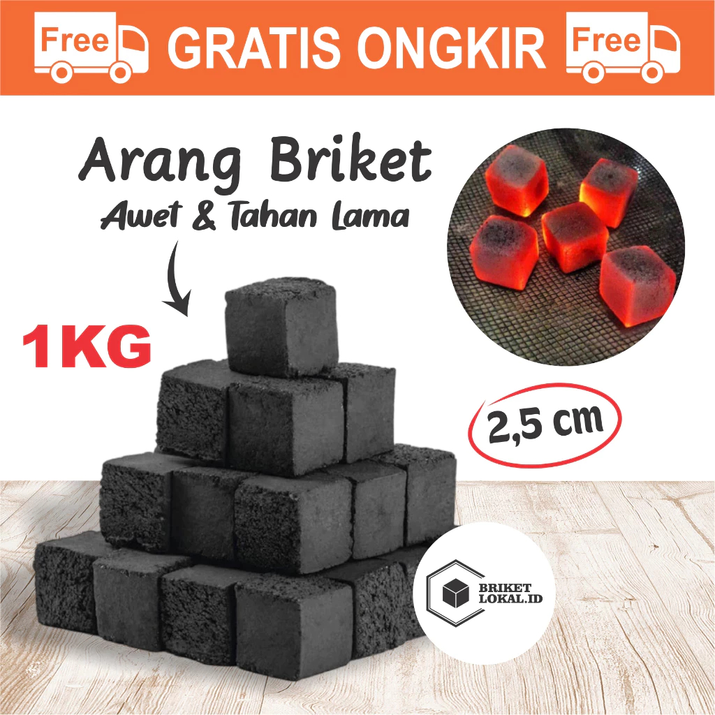 Jual Arang Briket Cube untuk BBQ isi 1kg isi 72 pcs / Arang Briket ...