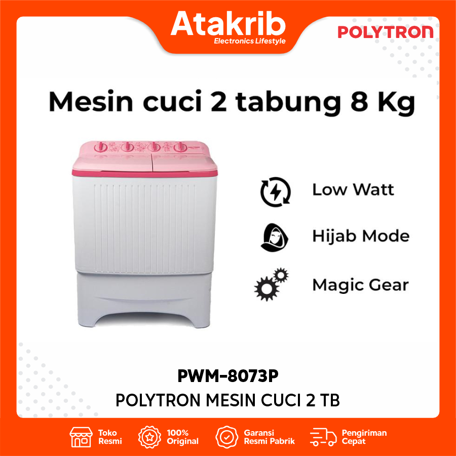 Jual POLYTRON SEMI AUTO 2 TB PWM-8073P / PWM 8073 P / PWM8073 - 8 Kg ...