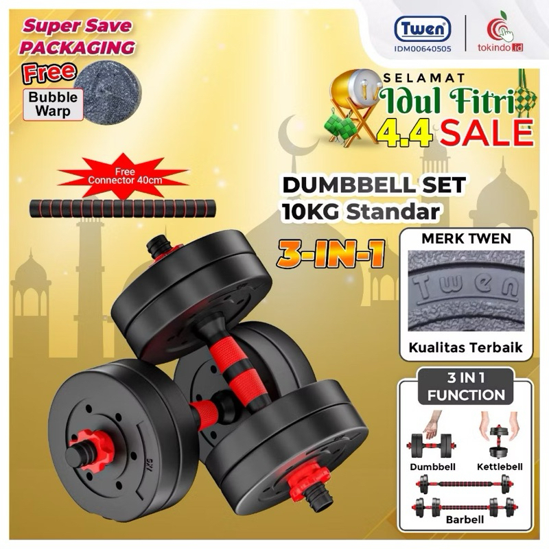 Jual dumbbell Adjustable set 10kg barbell dumble dumbbell barbel dumbel dumbell angkat beban ...