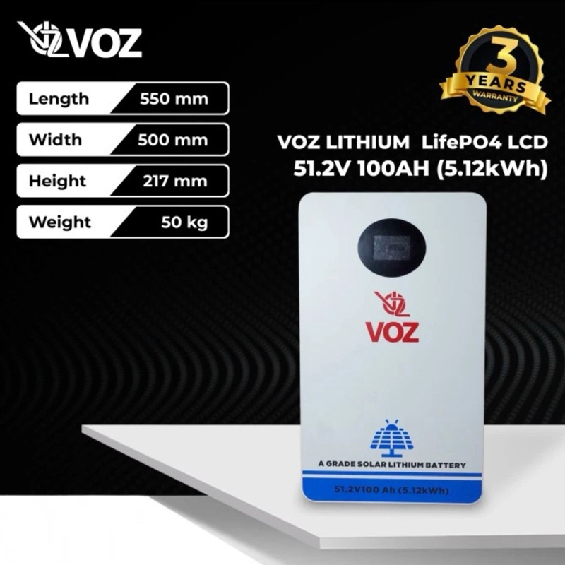 Jual Aki Lithium VOZ Battery Lithium LiFePO4 51,2V 100AH Wall Mounted ...