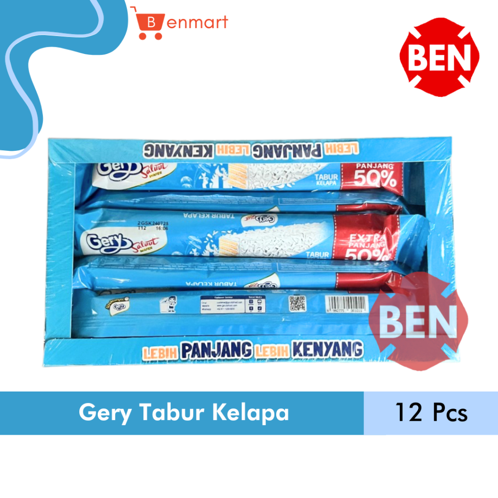 Jual Gery Saluut Wafer TABUR KELAPA 1 Box 12 Pcs Coconut Biru Salut ...