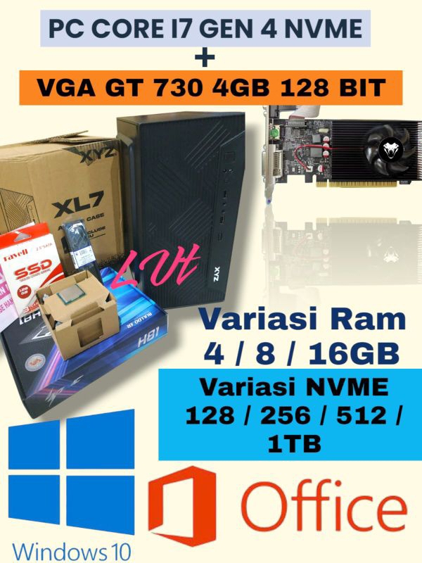 Jual CPU RAKITAN CI7 GEN 4 / PC RAKITAN CORE I7 GEN 4 + VGA 4GB RAM 16GB / NVME 512 GB BARU ...