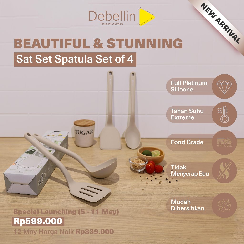 Jual Debellin Sat Set Spatula Set of 4 - Spatula Full Silicone Tahan Panas Food Grade - Spatula ...