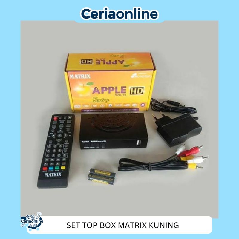 Jual Set Top Box Matrix Apple Kuning DVB-T2 / Alat Pengkap Siaran Digital | Shopee Indonesia