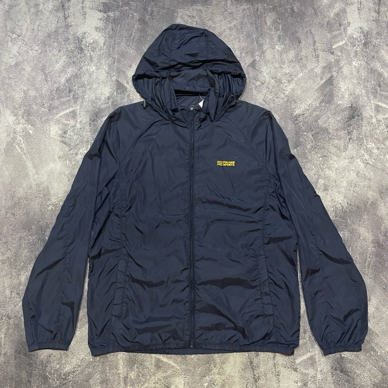 Jual JACKET Winbreaker POLHAM nevy Spot gym ( Bisa jadi tas ) | Shopee ...
