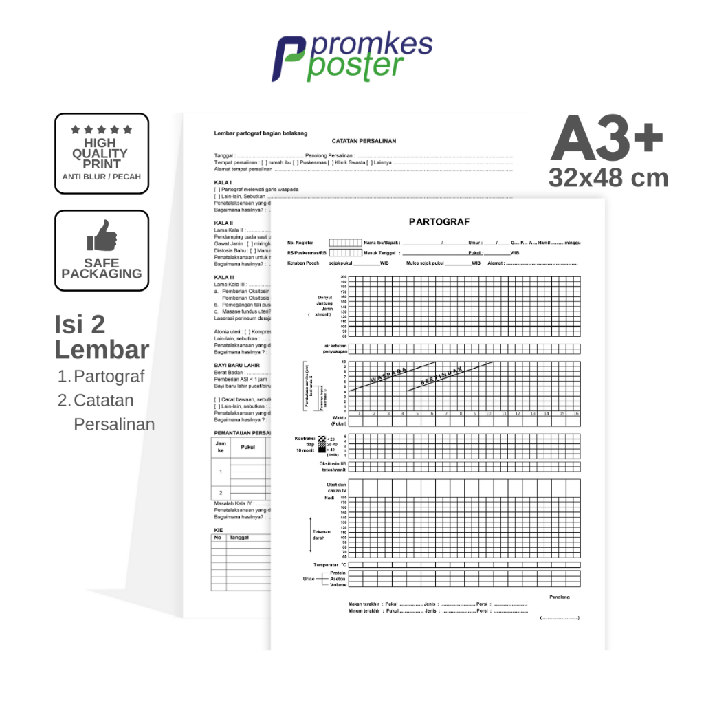 Jual Poster Kebidanan Lembar Partograf isi 2 Lembar 32x48cm | Shopee ...