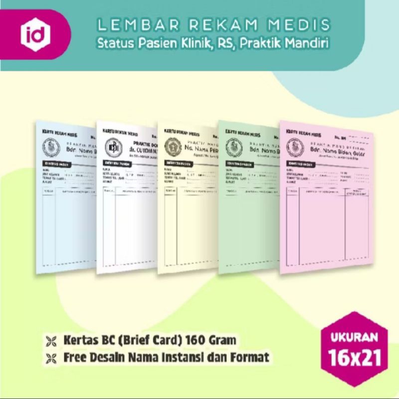 Jual LEMBAR REKAM MEDIS STATUS PASIEN,RM DOKTER BIDAN PERAWAT KLINIK ...