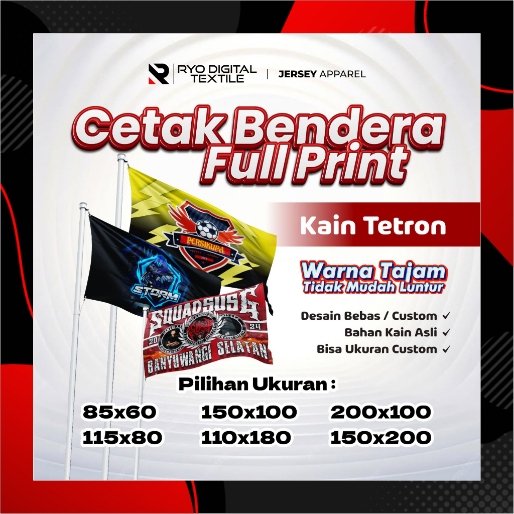 Jual Cetak Bendera Full Print Custom - Ukuran Standar - Bahan Kain ...
