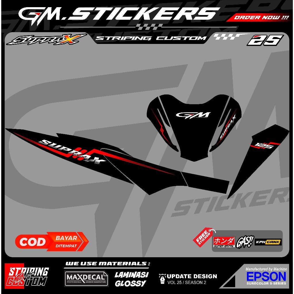 Jual STRIPING STIKER VARIASI HONDA SUPRA X 125 KARBU 2008-2012 GRAFIS ...