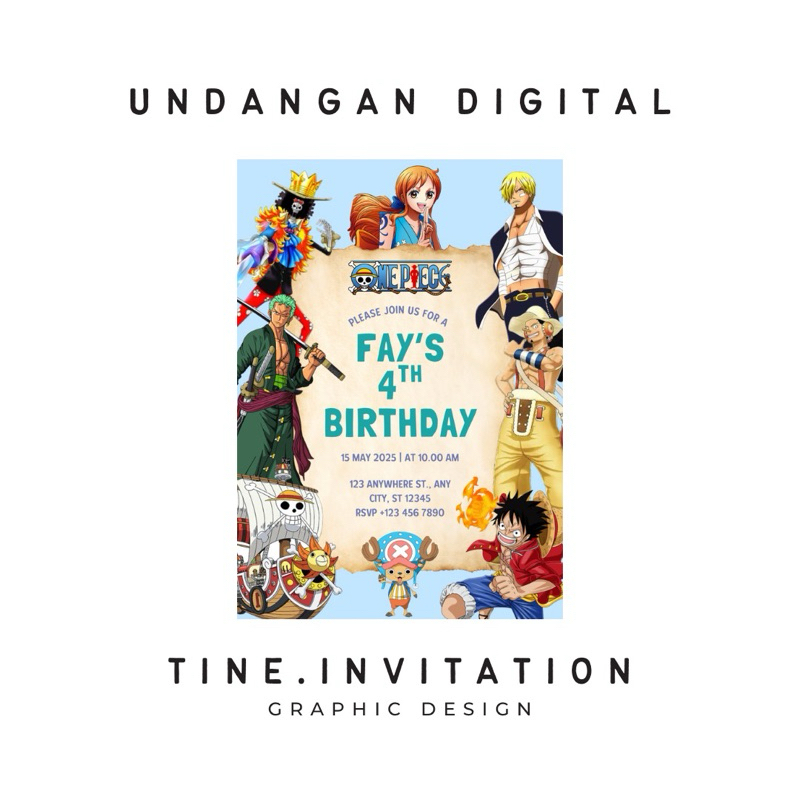 Jual undangan ulang tahun digital (one piece) | Shopee Indonesia