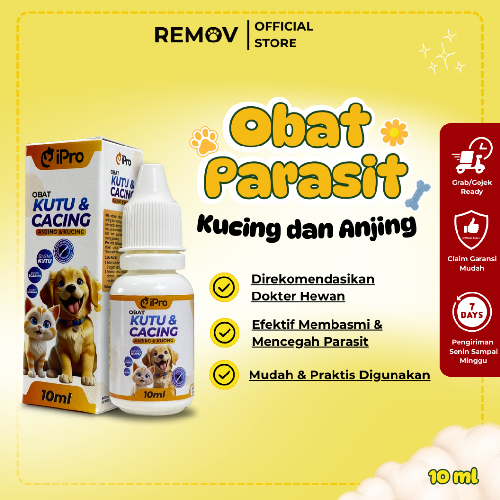Jual Remov Ipro Obat Tetes Kutu Scabies Parasit Cacing Kucing Anjing ...