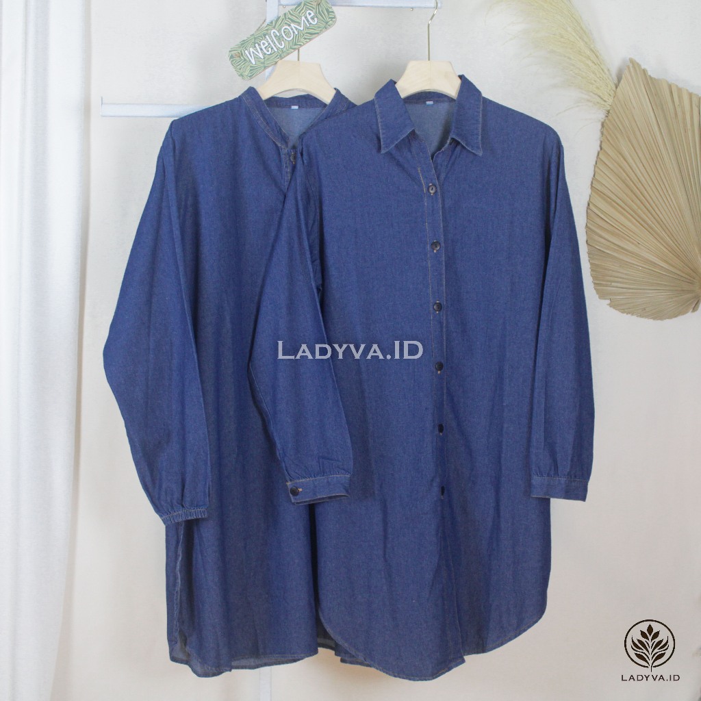 Jual TUNIK JEANS WANITA JUMBO / LD 130 LD 120 / DENIM PREMIUM / KEMEJA ...