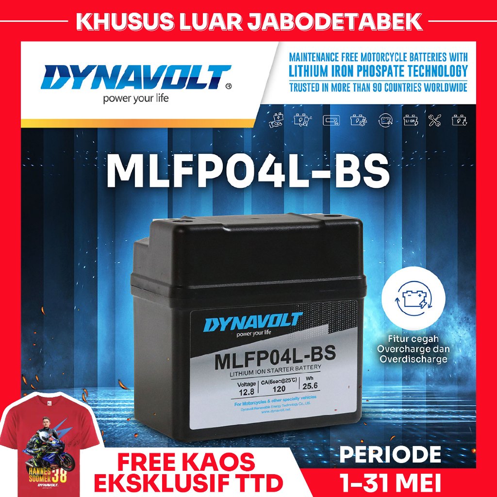 Jual Dynavolt Aki Motor Lithium MLFP04L-BS - CCA 180 A (Khusus Luar Jabodetabek) | Shopee Indonesia