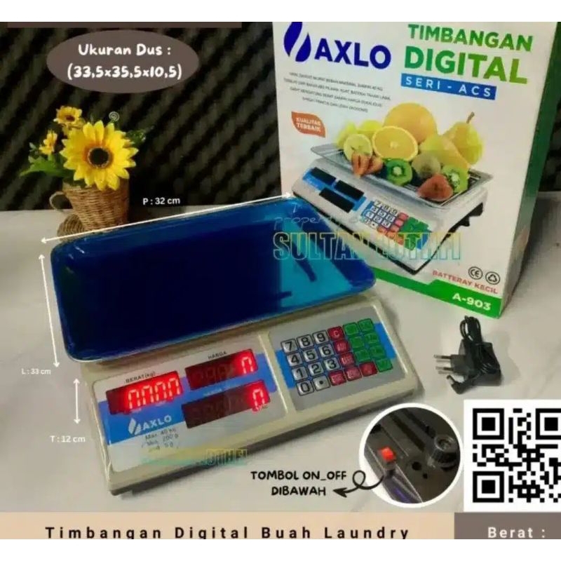 Jual timbangan laundry digital 40kg timbangan buah timbangan serbaguna ...