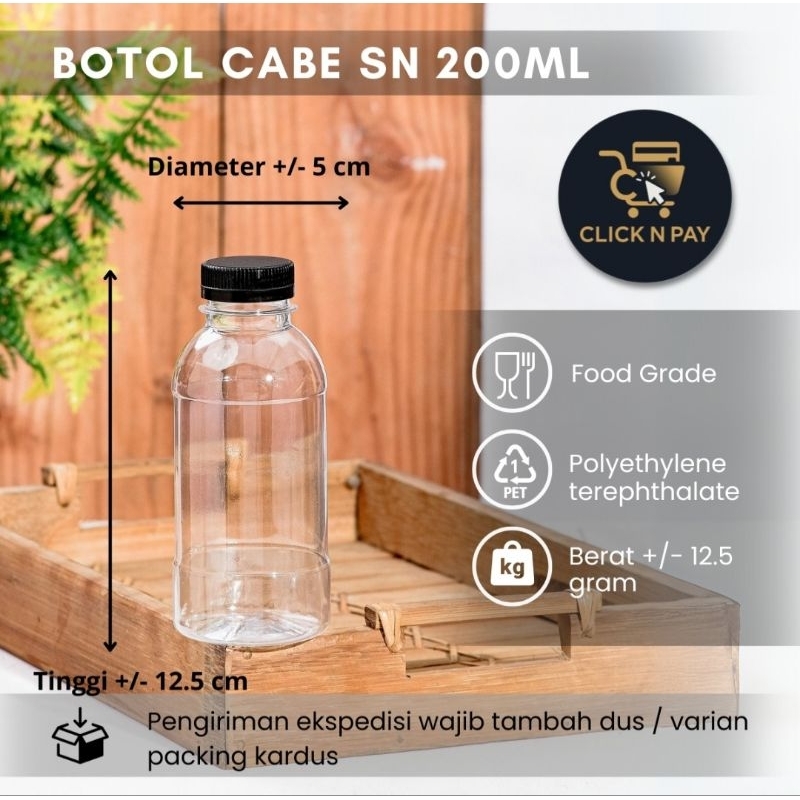 Jual Isi 25 Pcs Botol Plastik Cabe PENDEK 200ml / Botol Jus 200 ml SN ...
