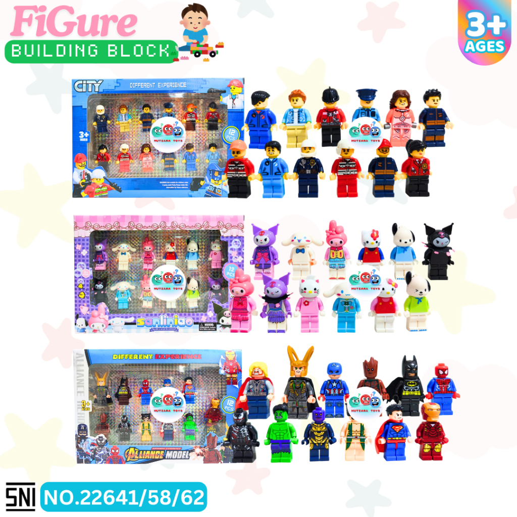 Jual MM Mainan Figure Building Block 12pc Karakter No.22641/58/62 ...