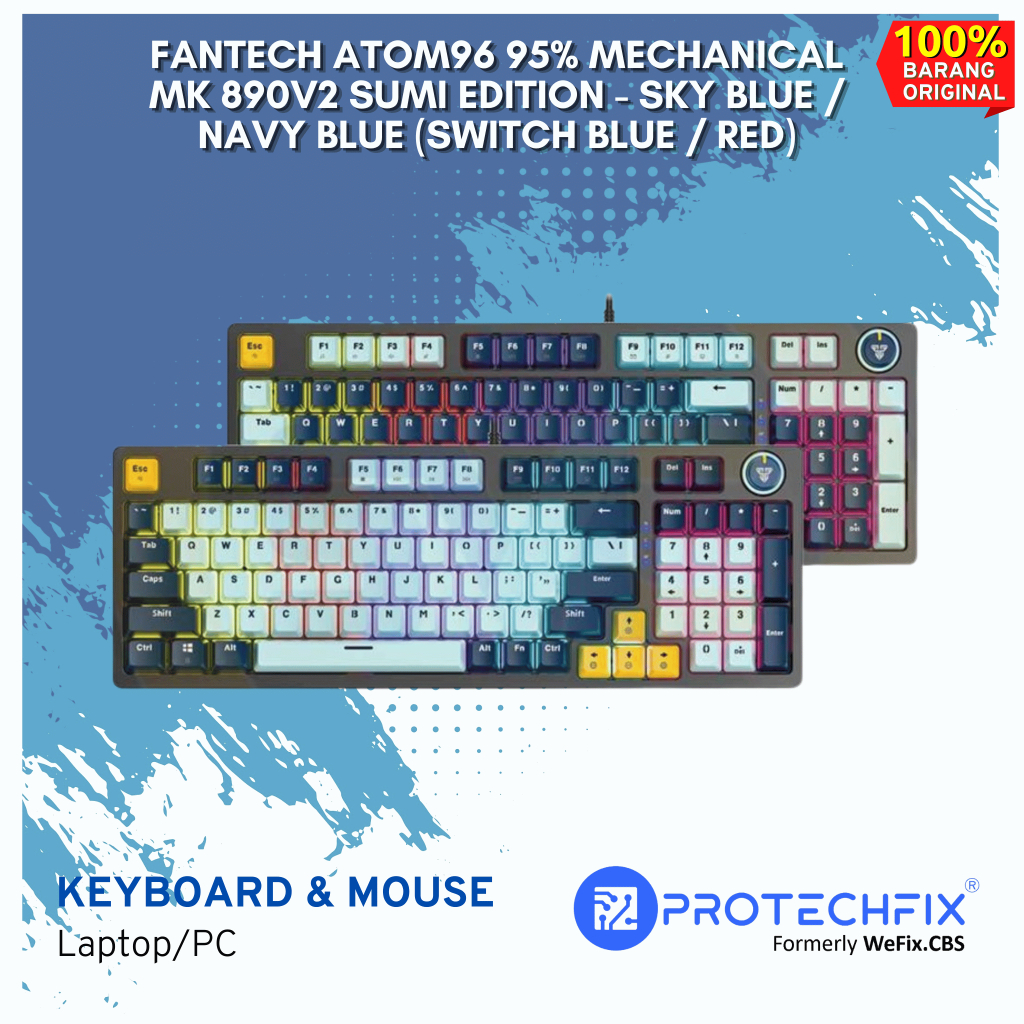 Jual FANTECH ATOM96 95% MECHANICAL MK 890V2 SUMI EDITION - Sky blue / Navy Blue (Switch Blue ...