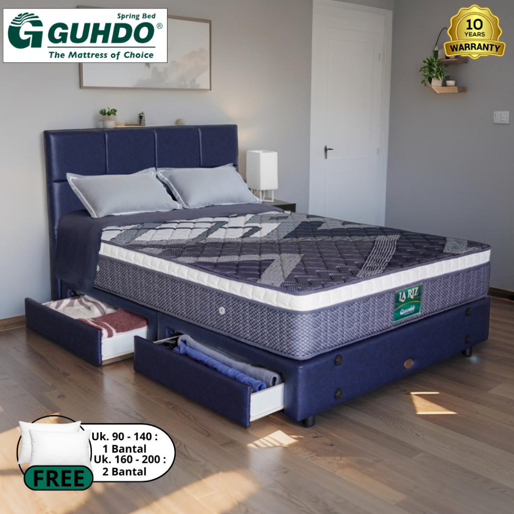 Jual Full Set Kasur Spring Bed Guhdo La Riz Plush Top Set Headboard Caserta Divan Drawer HS ...