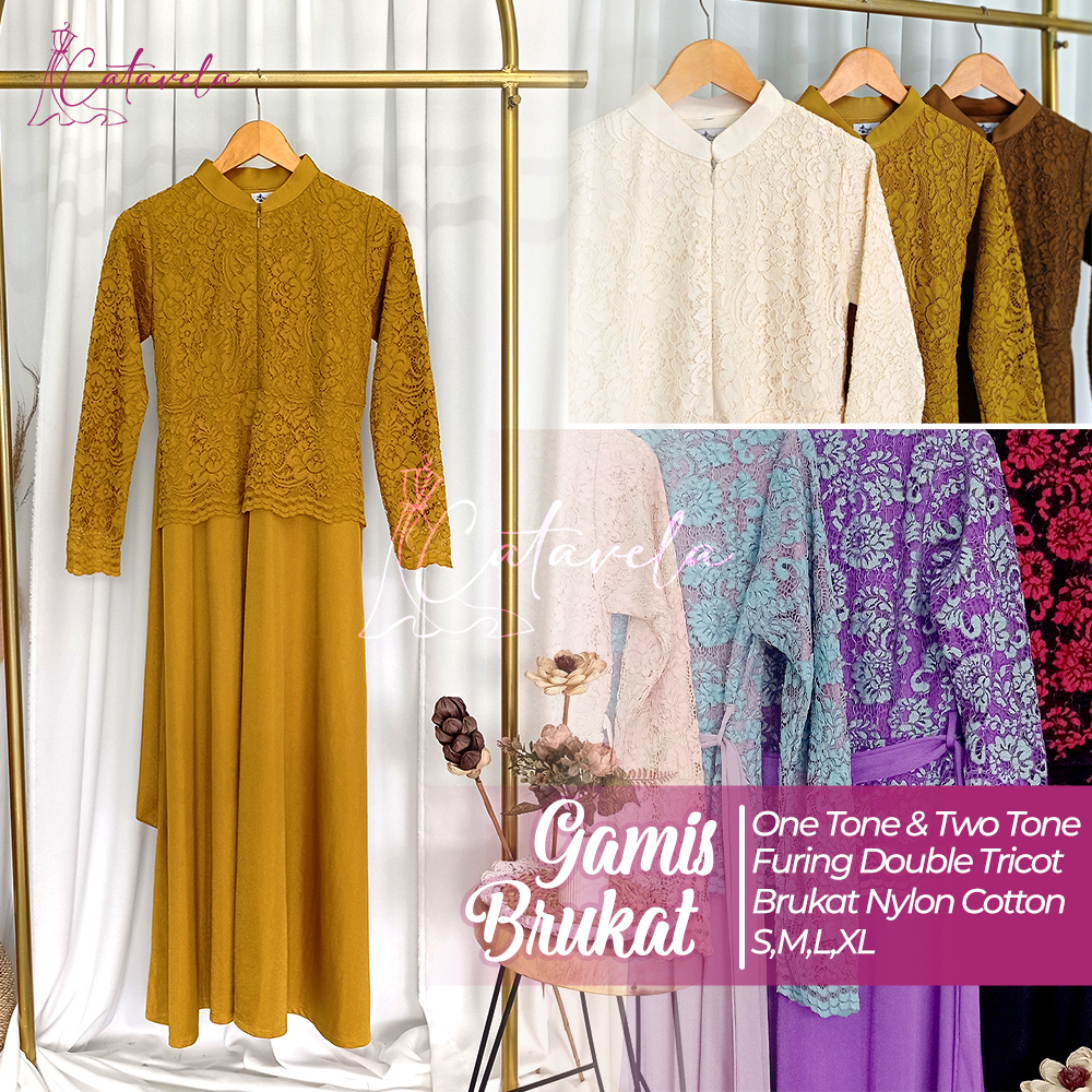 Jual Gamis Brukat Kondangan Brokat Dress Pesta One & Two Tone Furing ...
