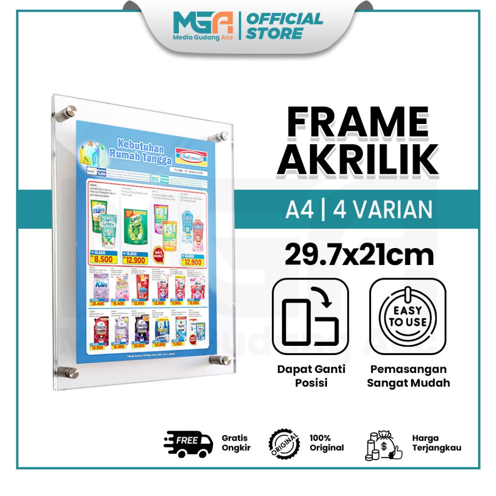 Jual FRAME AKRILIK DINDING A4 / FRAME POSTER / BANNER / FOTO / DISPLAY ...